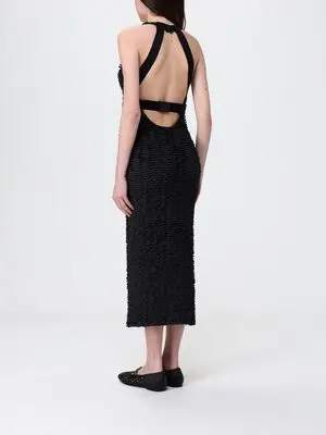 Max Mara Viscose Midi Dress With Ruffles And Embroidery