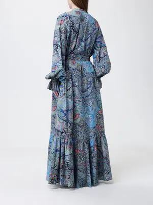 Etro Stretch Cotton Paisley Maxi Dress - Blue