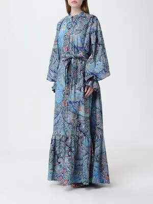 Etro Stretch Cotton Paisley Maxi Dress - Blue