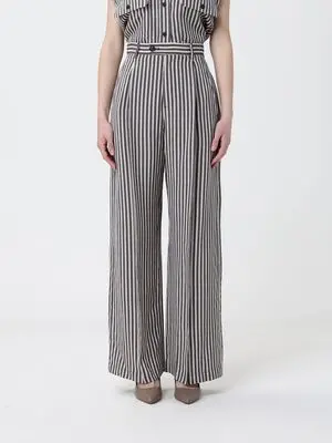 TELA Striped Viscose Blend Palazzo Pants - Black