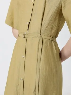 TELA Linen Blend Midi Chemisier Dress - Green