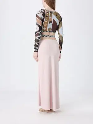 Emilio Pucci Printed Mesh Long Sleeve Top And Maxi Skirt Set