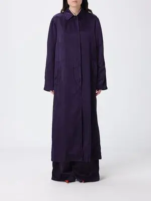 Dries Van Noten Long Cotton Blend Trench Coat - Blue