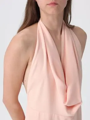 H COUTURE Halterneck Maxi Dress With Draped Neckline And Open Back - Peach