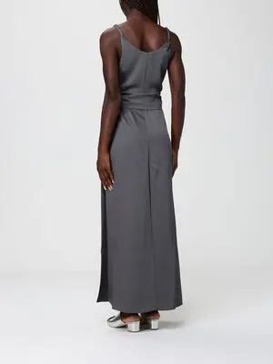 Emporio Armani Long Twill Dress With Sash Belt - Grey