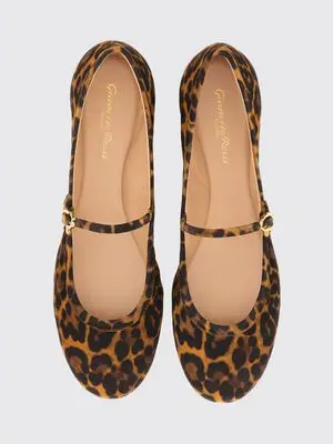 GIANVITO ROSSI Suede Animalier Mary Jane Ballerinas