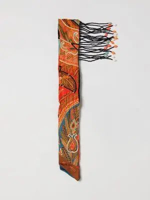 Etro Paisley Print Silk Bandeau With Beaded Fringes - Multicolor
