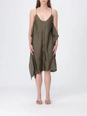 Ter Et Bantine Asymmetrical Draped Midi Dress - Military