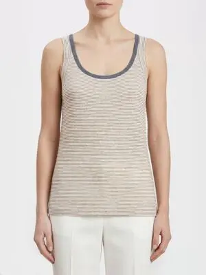 Brunello Cucinelli Striped Linen Tank Top - Brown