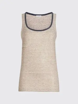 Brunello Cucinelli Striped Linen Tank Top
