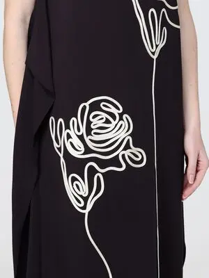Liviana Conti Viscose Midi Dress With Floral Embroidery