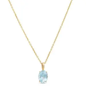 Benbridge Oval Aquamarine Pendant Necklace In 14k Yellow Gold - Blue