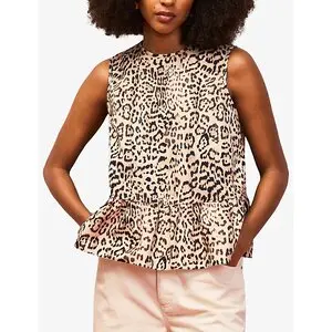 RO&ZO Print Peplum-hem Cotton Top