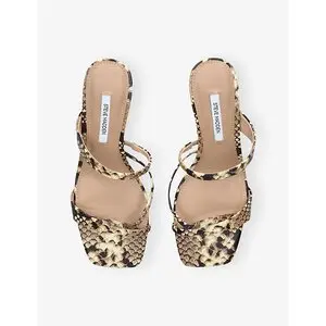 Steve Madden Ajay Printed Heeled Leather Sandals - Beige Comb