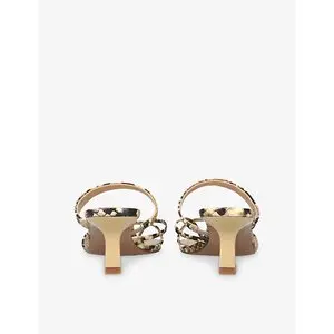 Steve Madden Ajay Printed Heeled Leather Sandals - Beige Comb