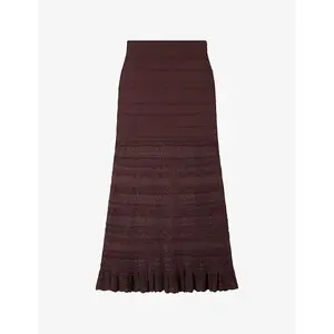 Sandro High-rise Pointelle Knitted Maxi Skirt