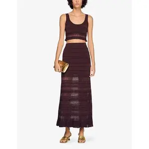 Sandro High-rise Pointelle Knitted Maxi Skirt