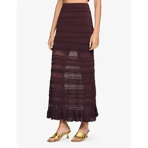 Sandro High-rise Pointelle Knitted Maxi Skirt
