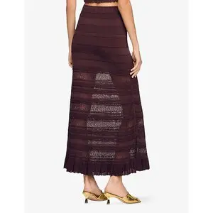 Sandro High-rise Pointelle Knitted Maxi Skirt