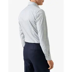 Eton Checked Slim-fit Cotton-twill Shirt - Mid Blue
