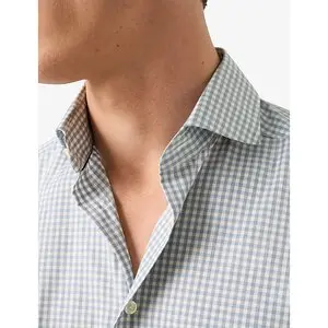 Eton Checked Slim-fit Cotton-twill Shirt - Mid Blue