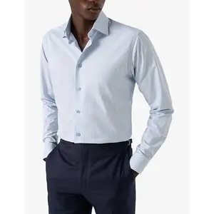 Eton Checked Contemporary-fit Cotton-twill Shirt - Mid Blue