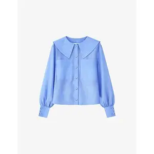 RO&ZO Oversized-collar Lyocell-blend Blouse