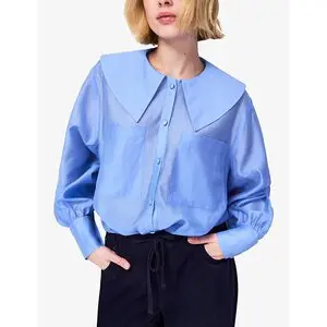 RO&ZO Oversized-collar Lyocell-blend Blouse