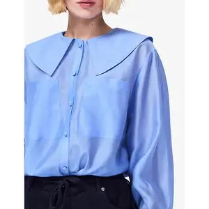 RO&ZO Oversized-collar Lyocell-blend Blouse