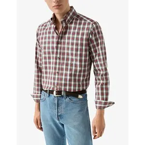 Eton Checked Casual-fit Cotton-twill Shirt - Red