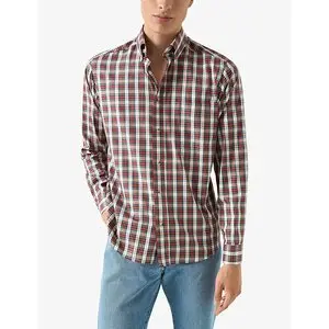 Eton Checked Casual-fit Cotton-twill Shirt - Red