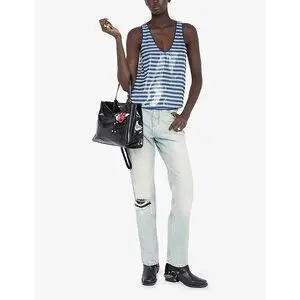 Zadig&Voltaire Striped Sequin-embellished Top - Sky
