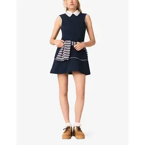 Maje Flared Contrast-collar Mini Dress