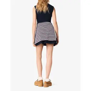 Maje Flared Contrast-collar Mini Dress