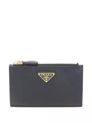 Prada Saffiano Triangle-logo Cardholder - Black