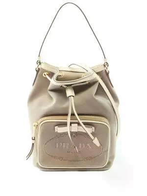 Prada 2010s Logo-detail Bucket Bag - Neutrals