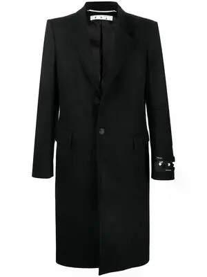 Off-White Logo Embellished Single-breasted Coat