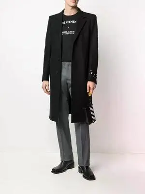 Off-White Logo Embellished Single-breasted Coat
