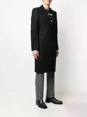 Off-White Logo Embellished Single-breasted Coat