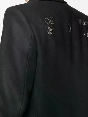 Off-White Logo Embellished Single-breasted Coat