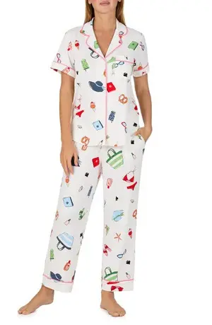 Kate Spade New York Print Crop Pajamas - Pink/multi