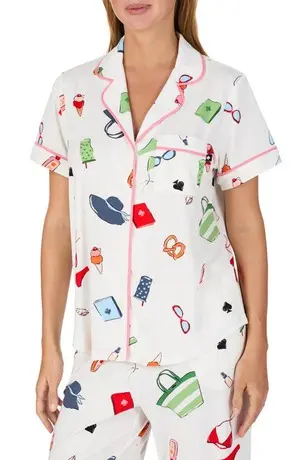 Kate Spade New York Print Crop Pajamas - Pink/multi