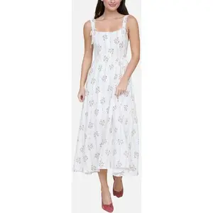BLU PEPPER Lace Trim Corset Fit & Flare Dress - Ivory Multi