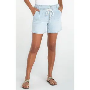 LIVERPOOL Pleated Denim Drawstring Shorts