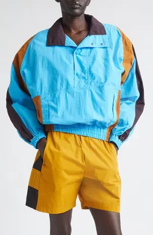 Saint Laurent Cassandre Pullover Windbreaker - Turquoise