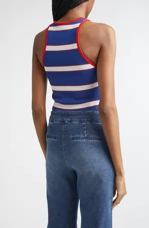 Alice + Olivia Pania Stripe Rib Racerback Tank