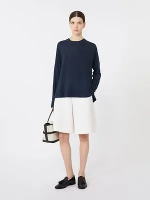 Max Mara Linen Yarn Crew-neck Sweater - Navy
