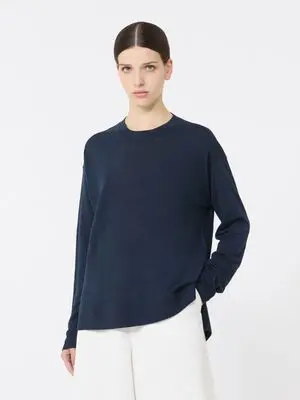 Max Mara Linen Yarn Crew-neck Sweater - Navy