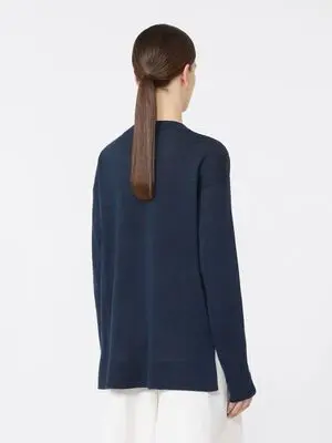 Max Mara Linen Yarn Crew-neck Sweater - Navy