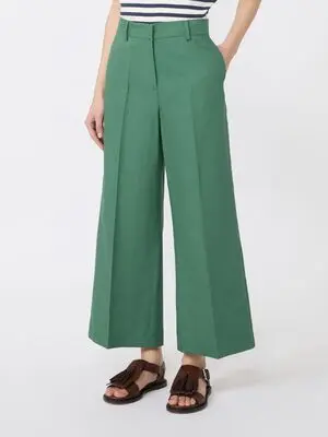 Max Mara Cotton And Linen Canvas Trousers - Green